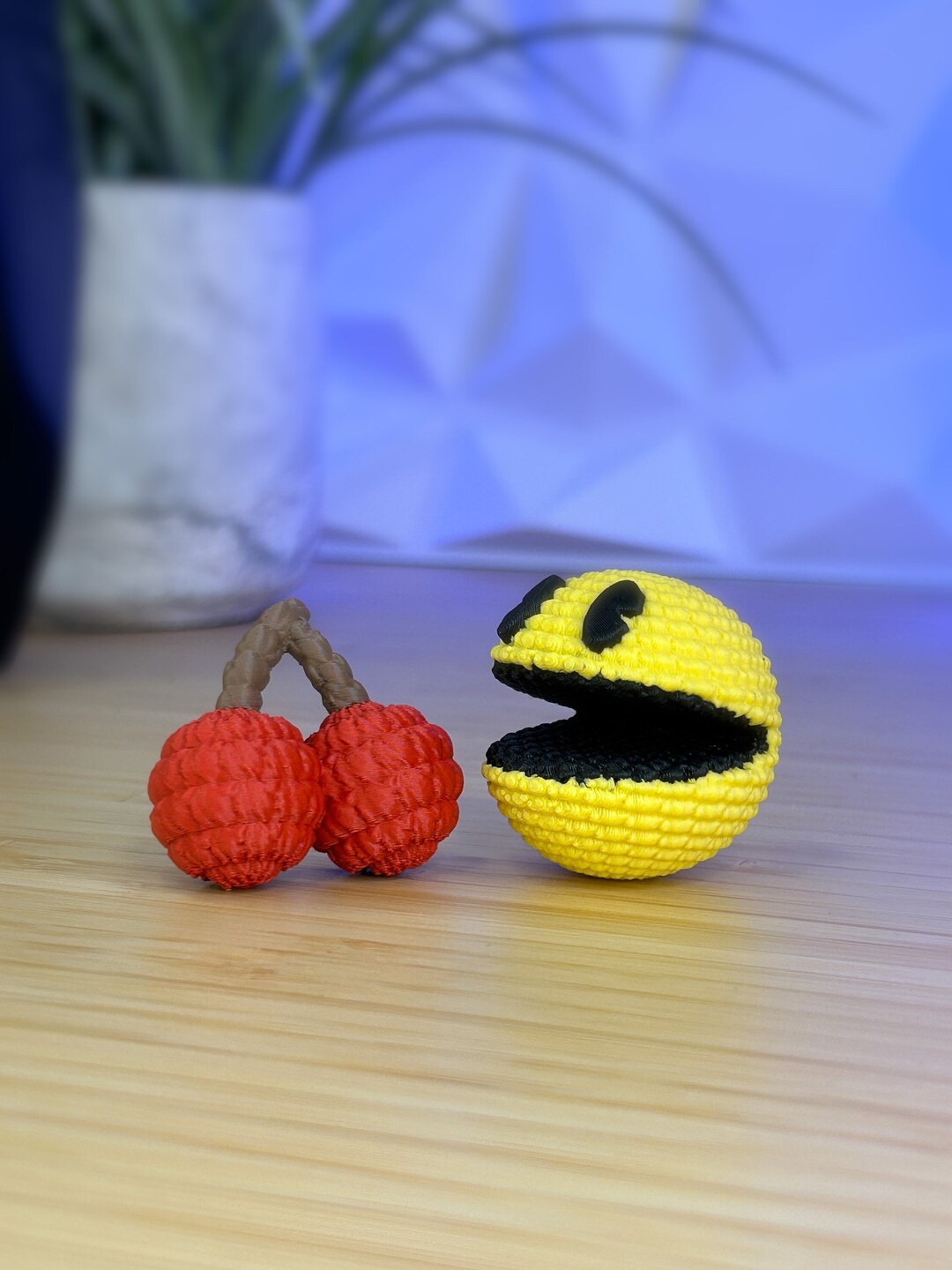 Crochet Pac Man Amigurumi Keychain Figurine | 3D Print - Etsy
