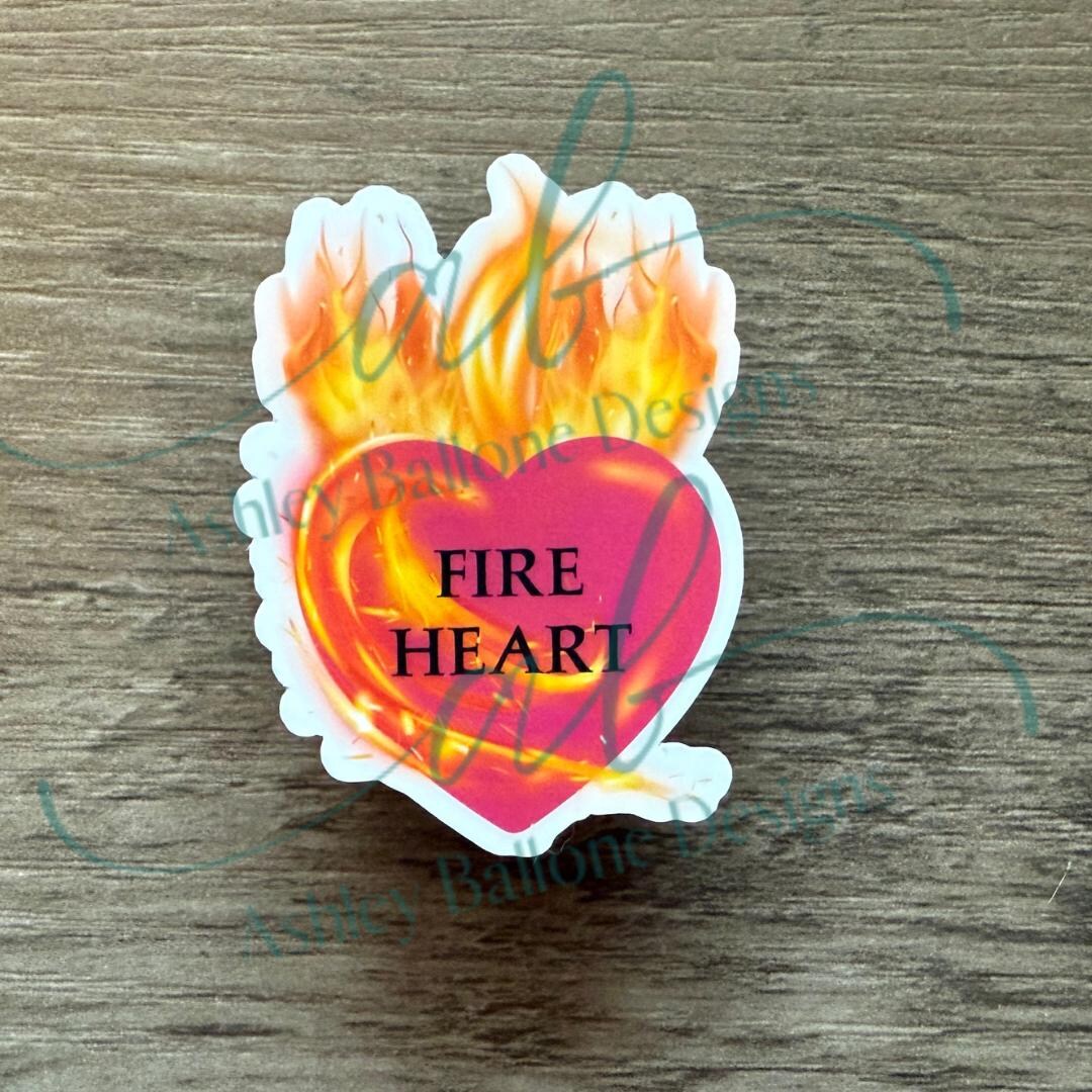 Fire Heart Sticker || 1" 2" Inch Waterproof Vinyl Decal Sticker ...