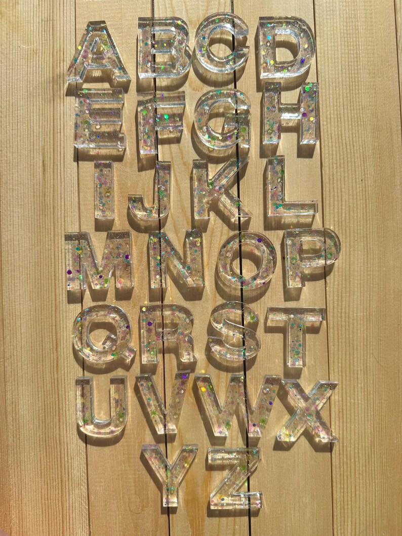 Handmade Glitter Resin Alphabet Educational Preschool Toddler Gift for ...
