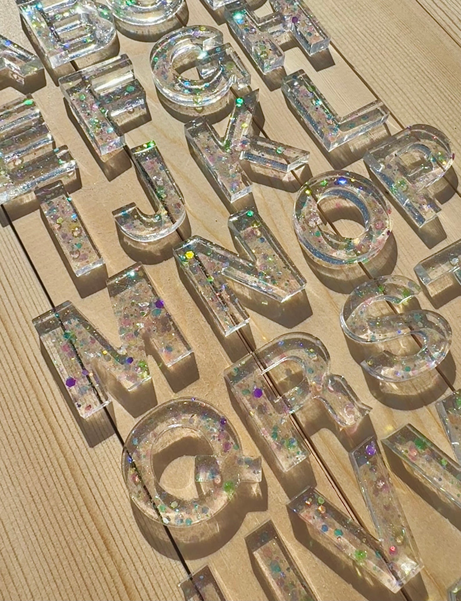 Handmade Glitter Resin Alphabet Educational Preschool Toddler Gift for ...