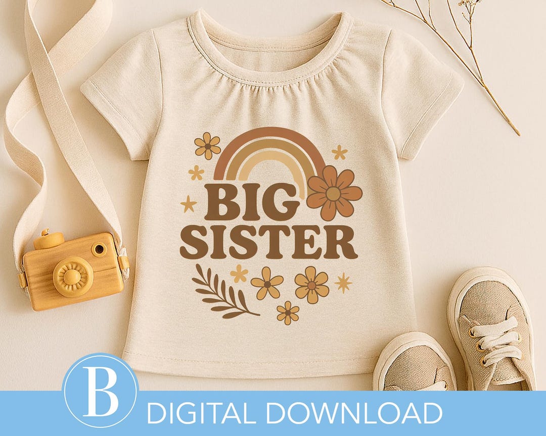 Retro Big Sister PNG, Groovy Sister Shirt Design, Promoted to Big ...