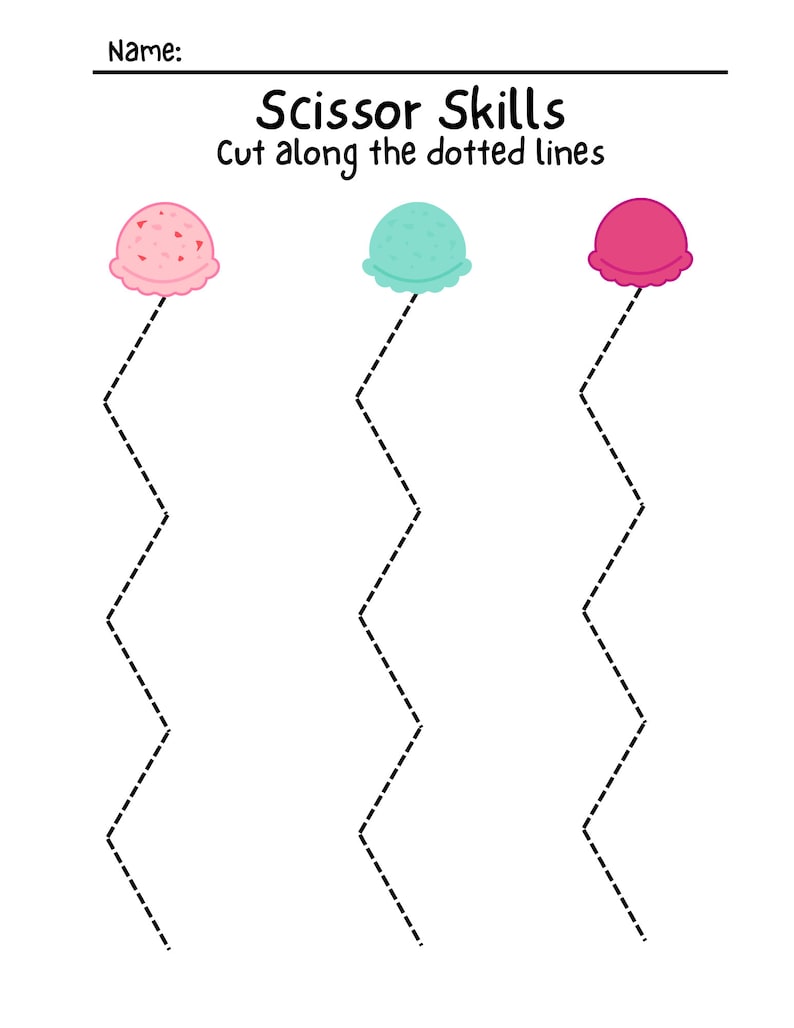 Scissor Skills Worksheet, Cutting Practice, Scissor Skills Printable ...