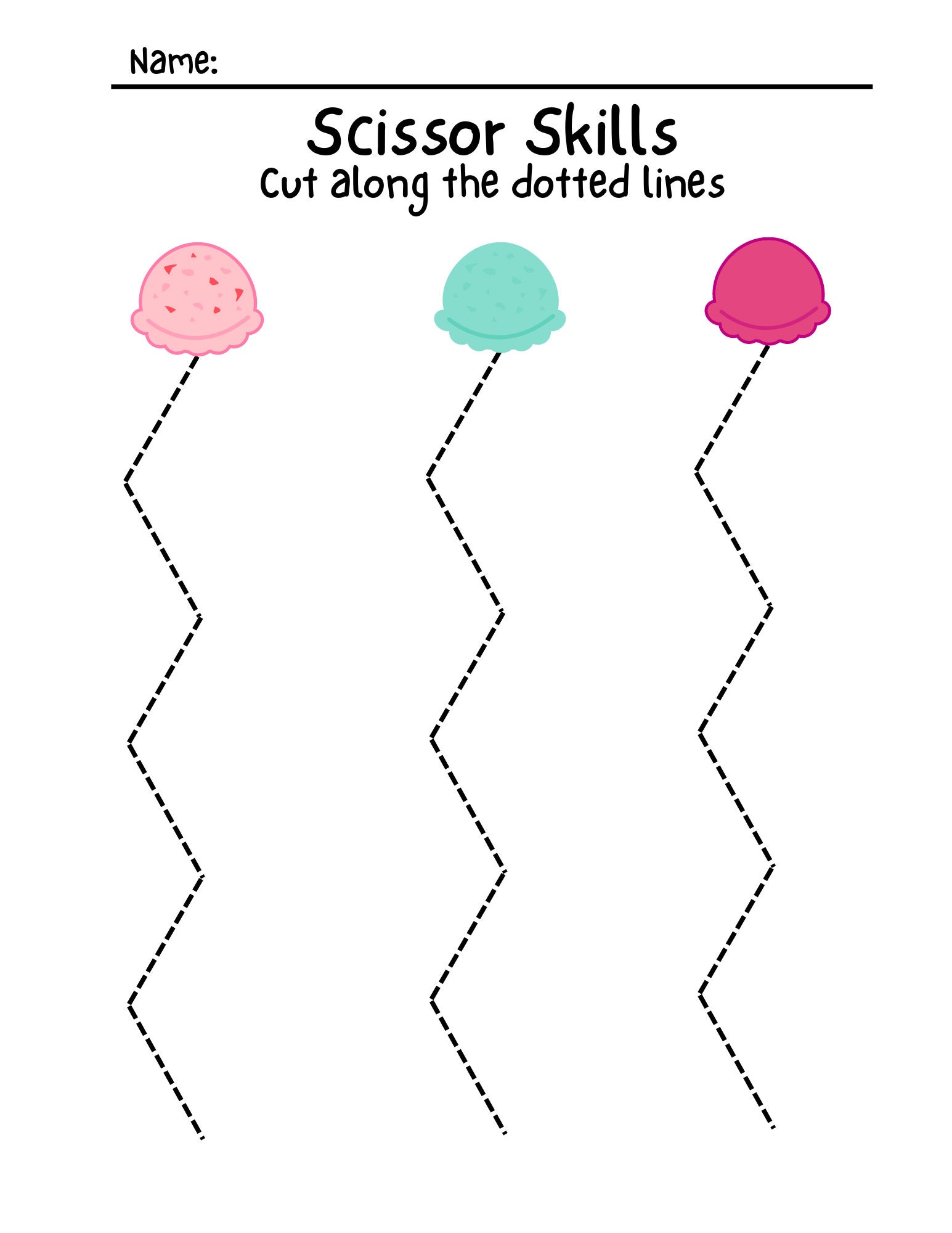 Scissor Skills Worksheet, Cutting Practice, Scissor Skills Printable ...