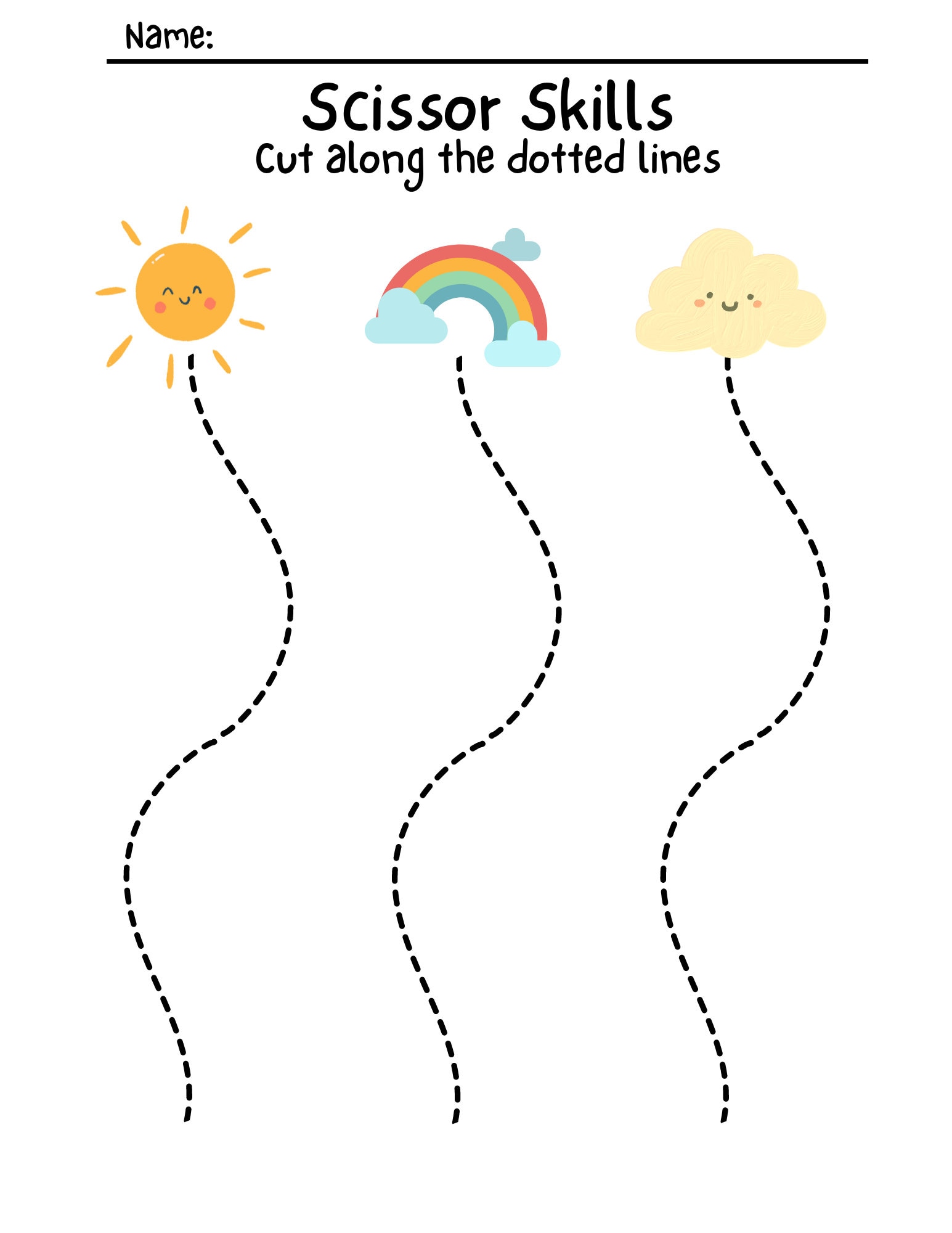 Scissor Skills Worksheet, Cutting Practice, Scissor Skills Printable ...