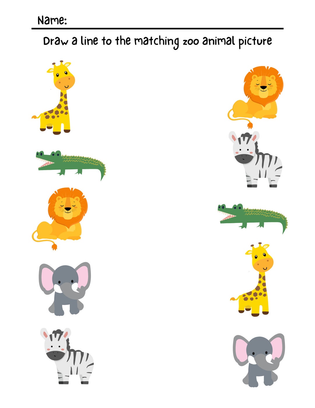 Animal Matching Game: Printable Learning Activity for Preschool ...