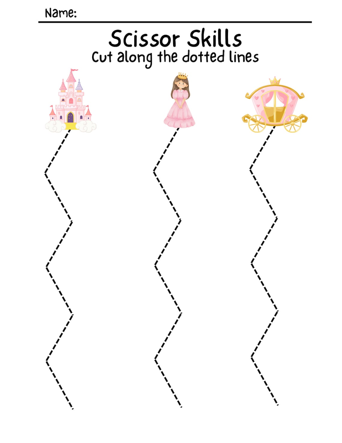 Scissor Skills Worksheet, Cutting Practice, Scissor Skills Printable ...