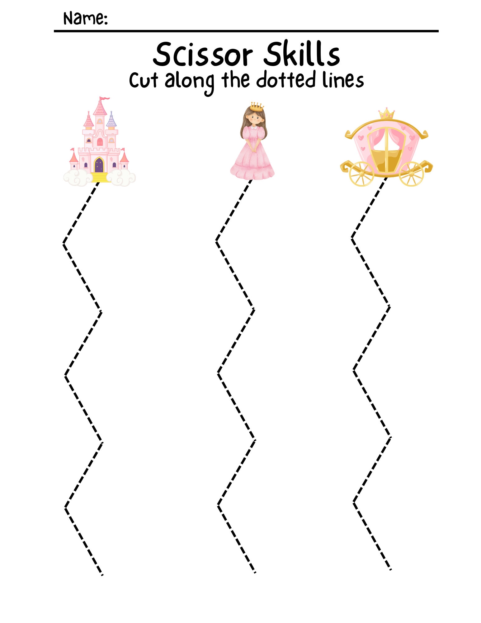 Scissor Skills Worksheet, Cutting Practice, Scissor Skills Printable ...