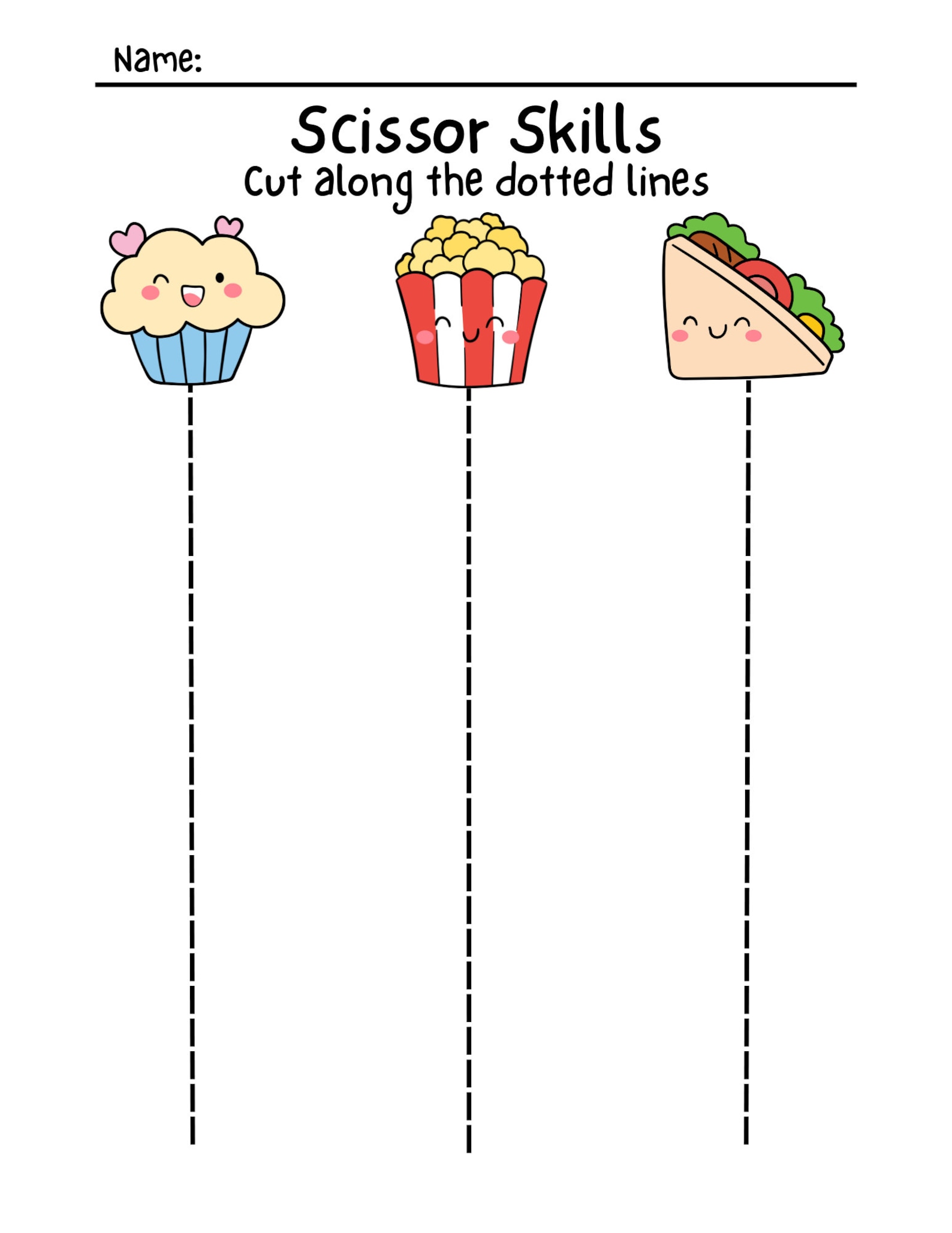 Scissor Skills Worksheet, Cutting Practice, Scissor Skills Printable ...