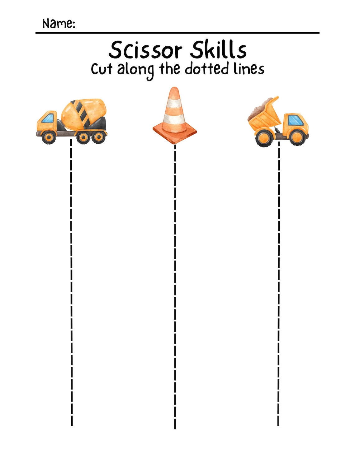 Scissor Skills Worksheet, Cutting Practice, Scissor Skills Printable ...
