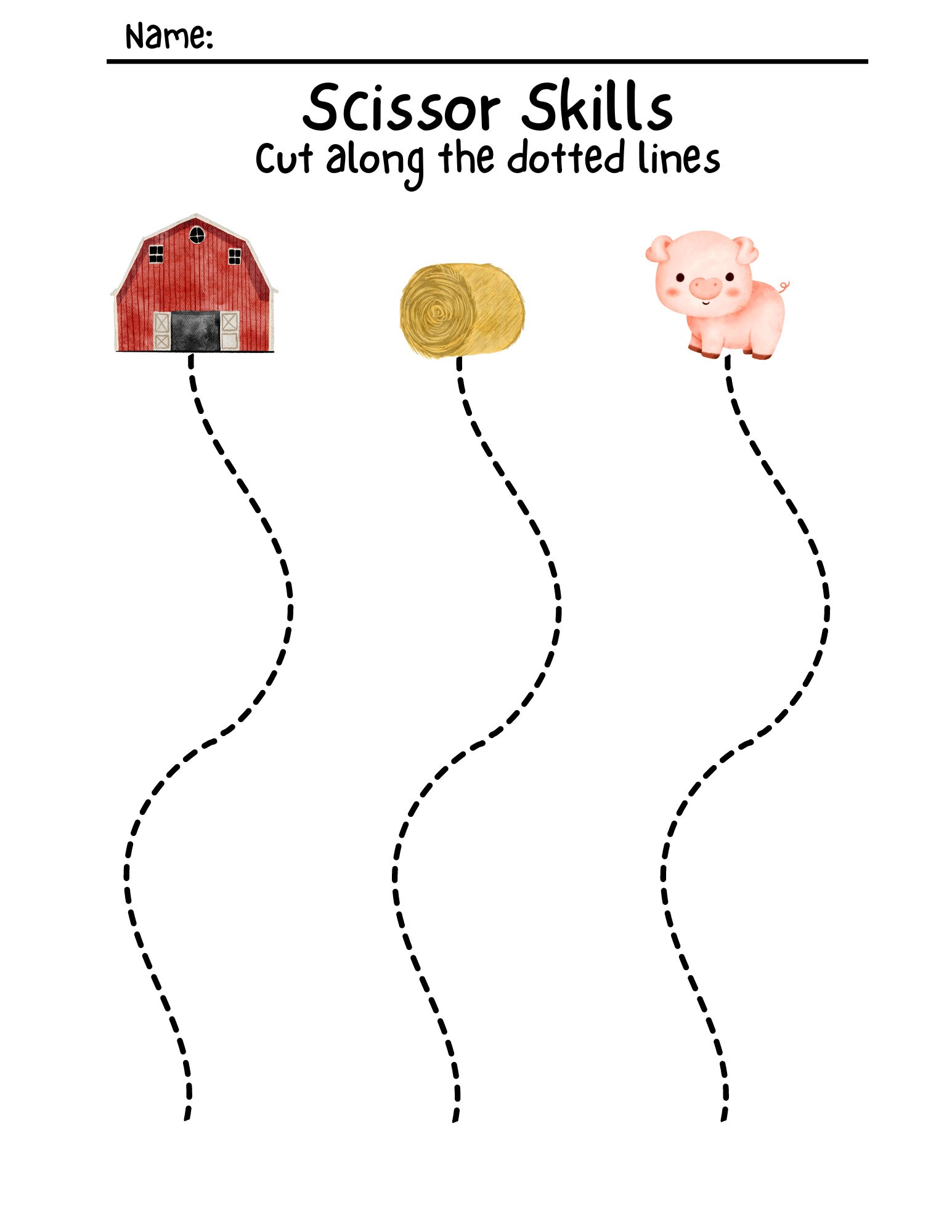 Scissor Skills Worksheet, Cutting Practice, Scissor Skills Printable ...