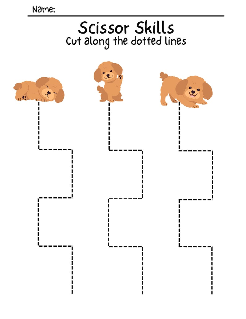 Scissor Skills Worksheet, Cutting Practice, Scissor Skills Printable ...