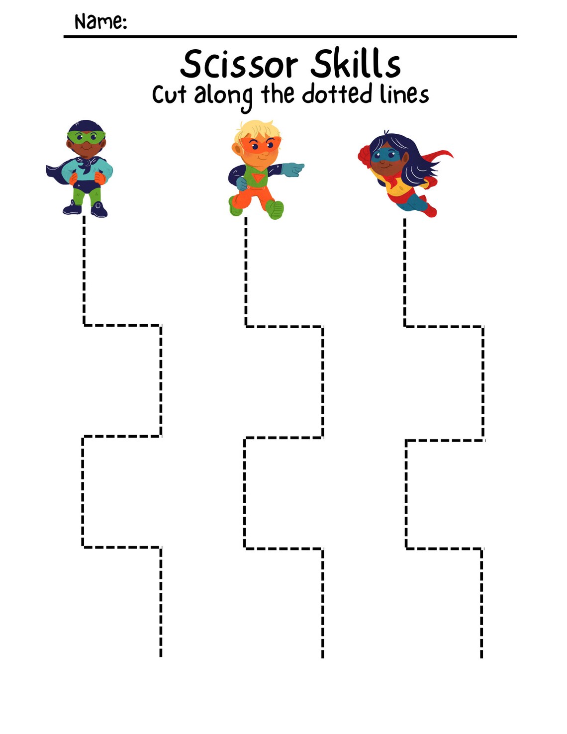 Scissor Skills Worksheet, Cutting Practice, Scissor Skills Printable ...