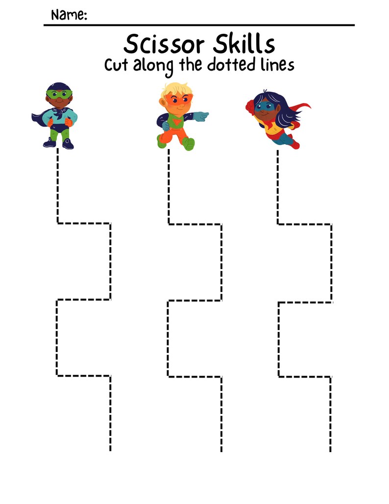 Scissor Skills Worksheet, Cutting Practice, Scissor Skills Printable ...