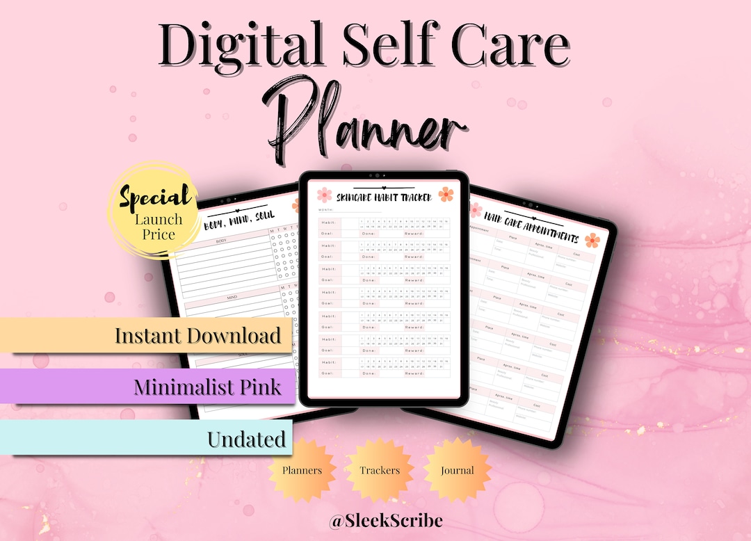 Digital Self Care Planner Journal for Skincare Makeup Hair Wellness ...