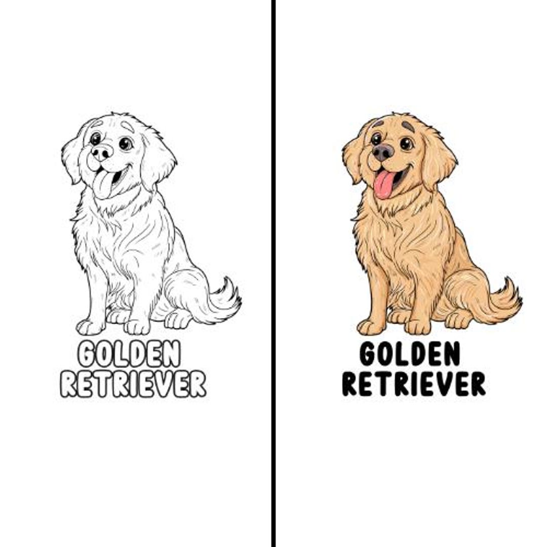 Golden Retriever Coloring Page: Fun Dog Activity for Kids (PDF Download ...