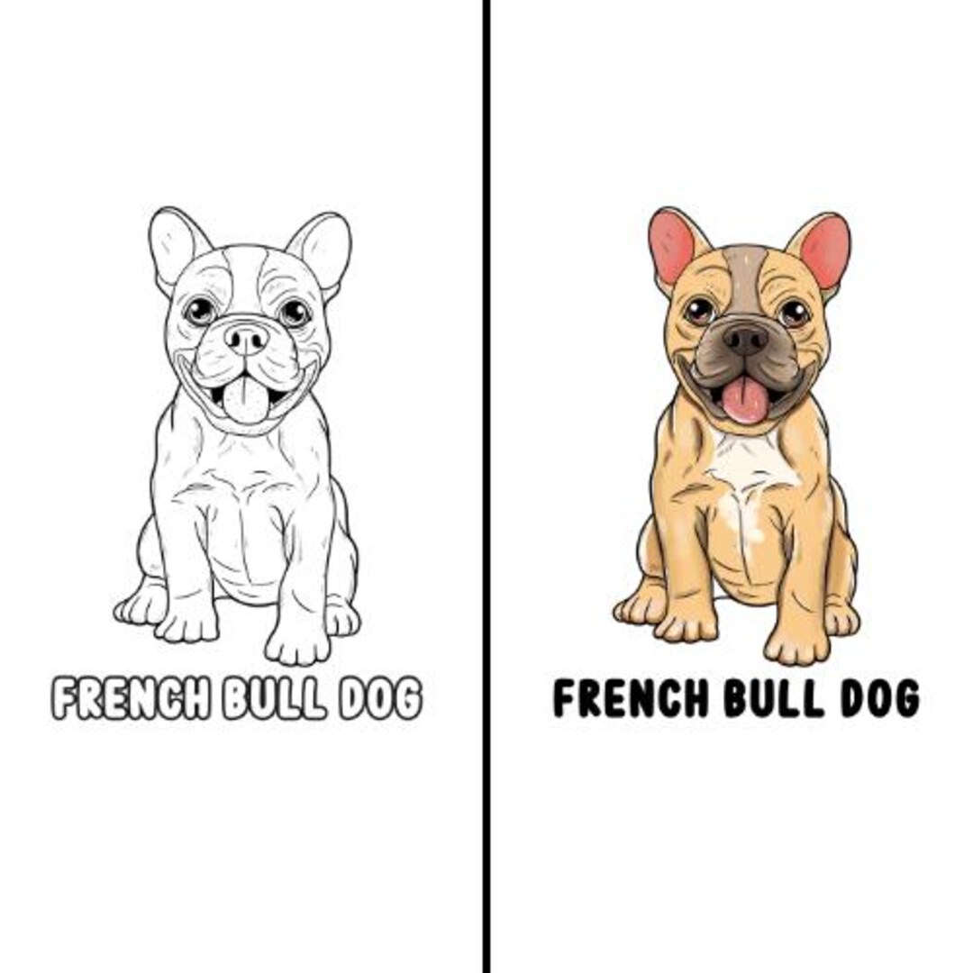 French Bulldog Colouring Page for Kids Printable Digital Download ...