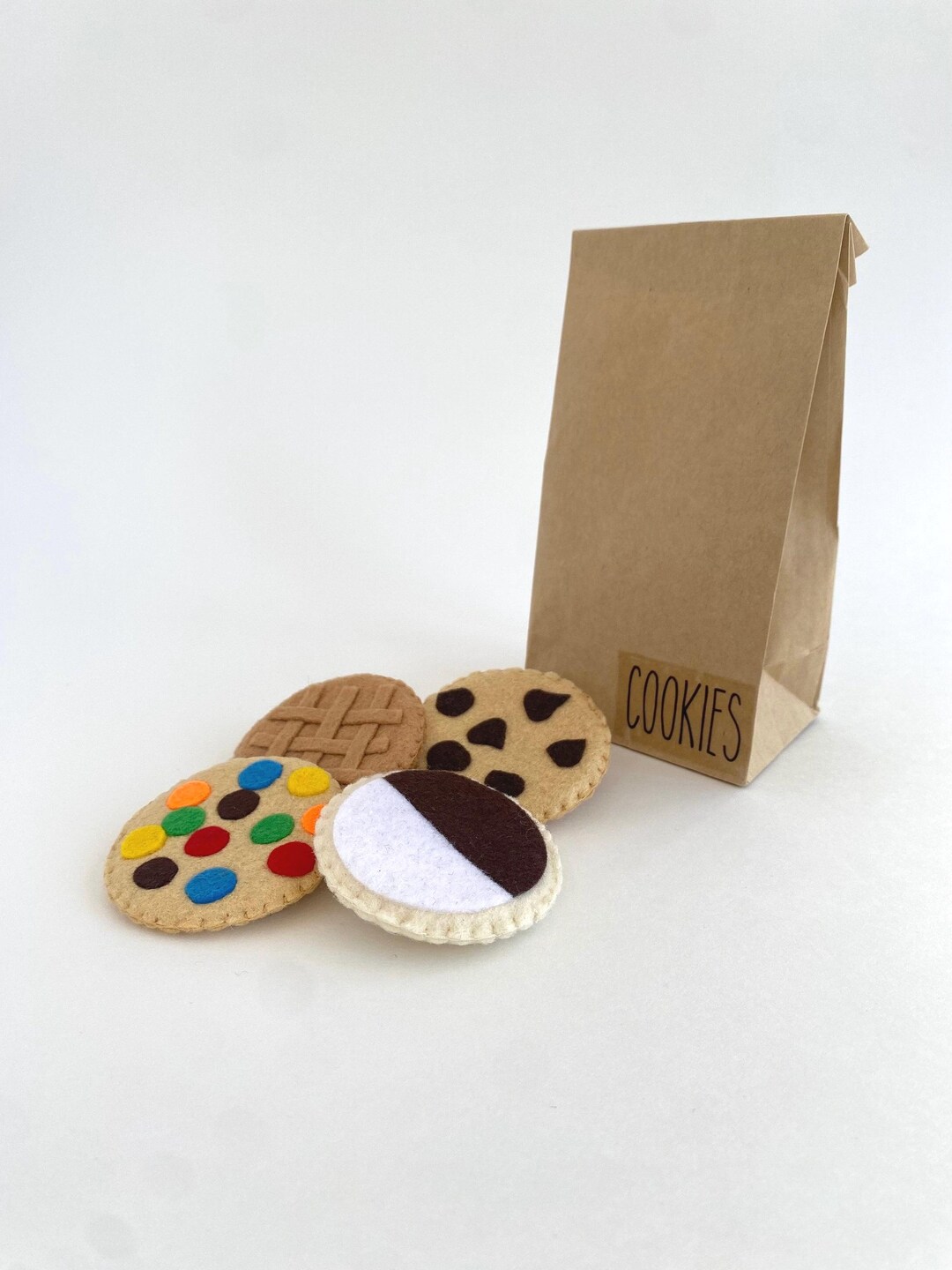Felt Cookie Set, 4 Different Cookies, Felt Play Food, Play Food Set ...