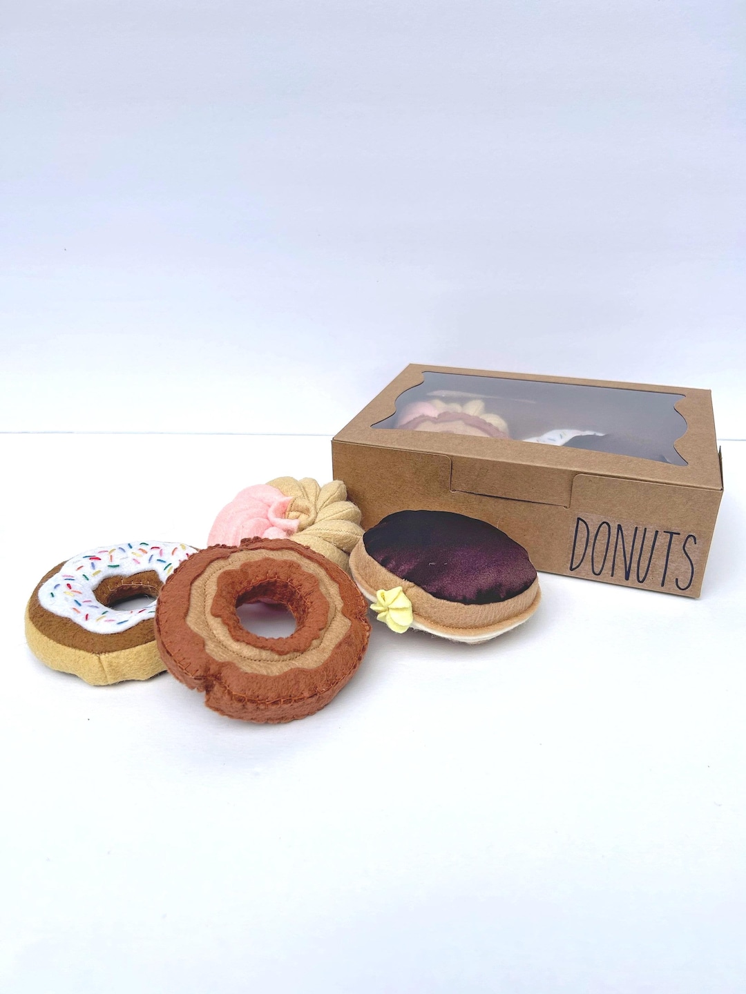 Felt Donut Set, 4 Different Donuts, Old-fashioned, Boston Crème ...
