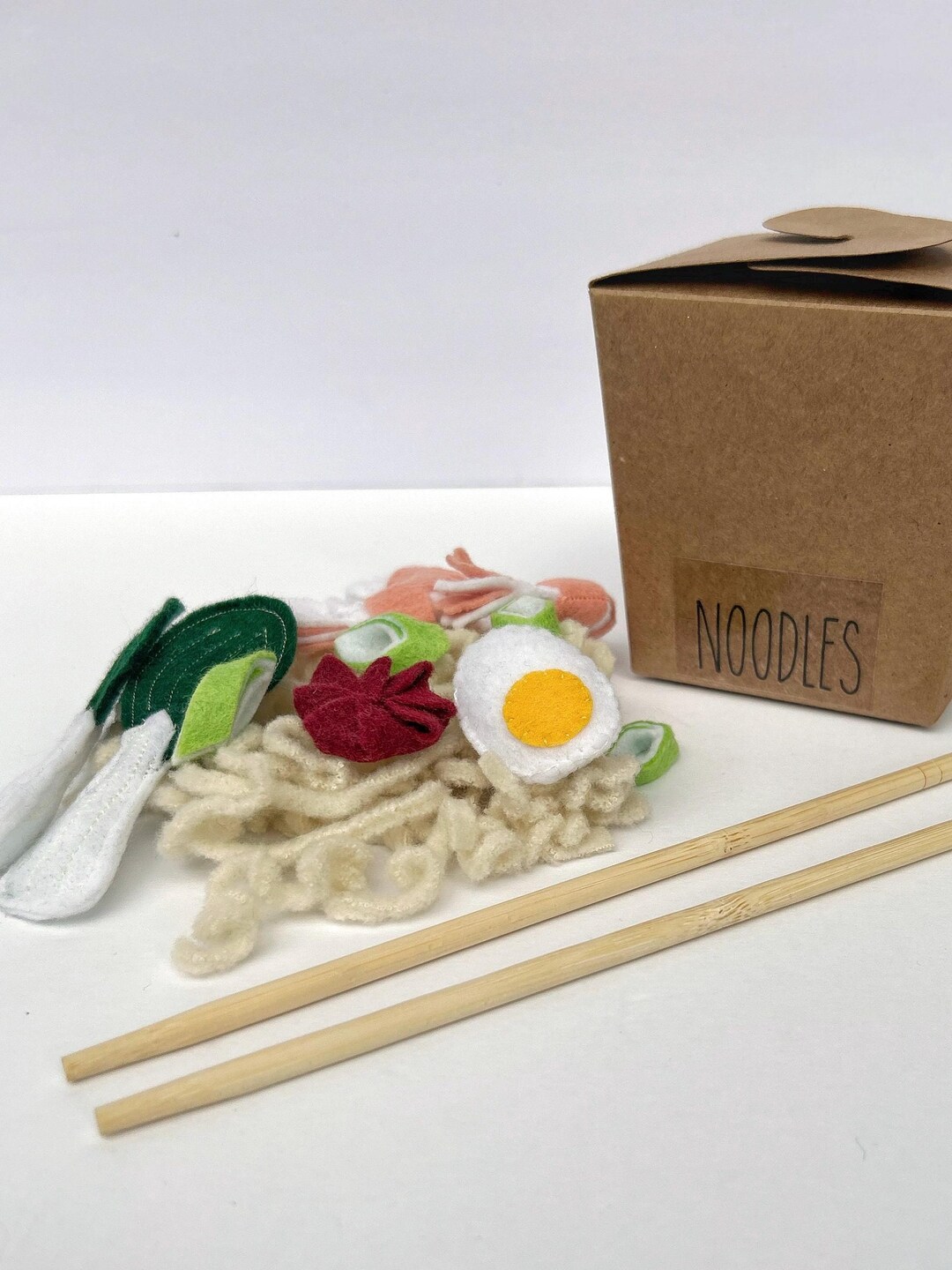 Felt Ramen Set: Handmade Play Food With Takeout Box - Etsy