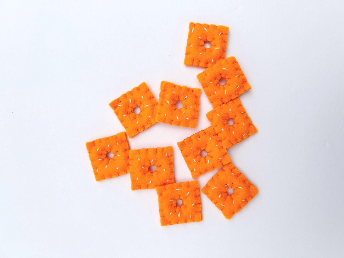 Felt Cheese Crackers: Pretend Play Food, 10-piece Snack Pack - Etsy