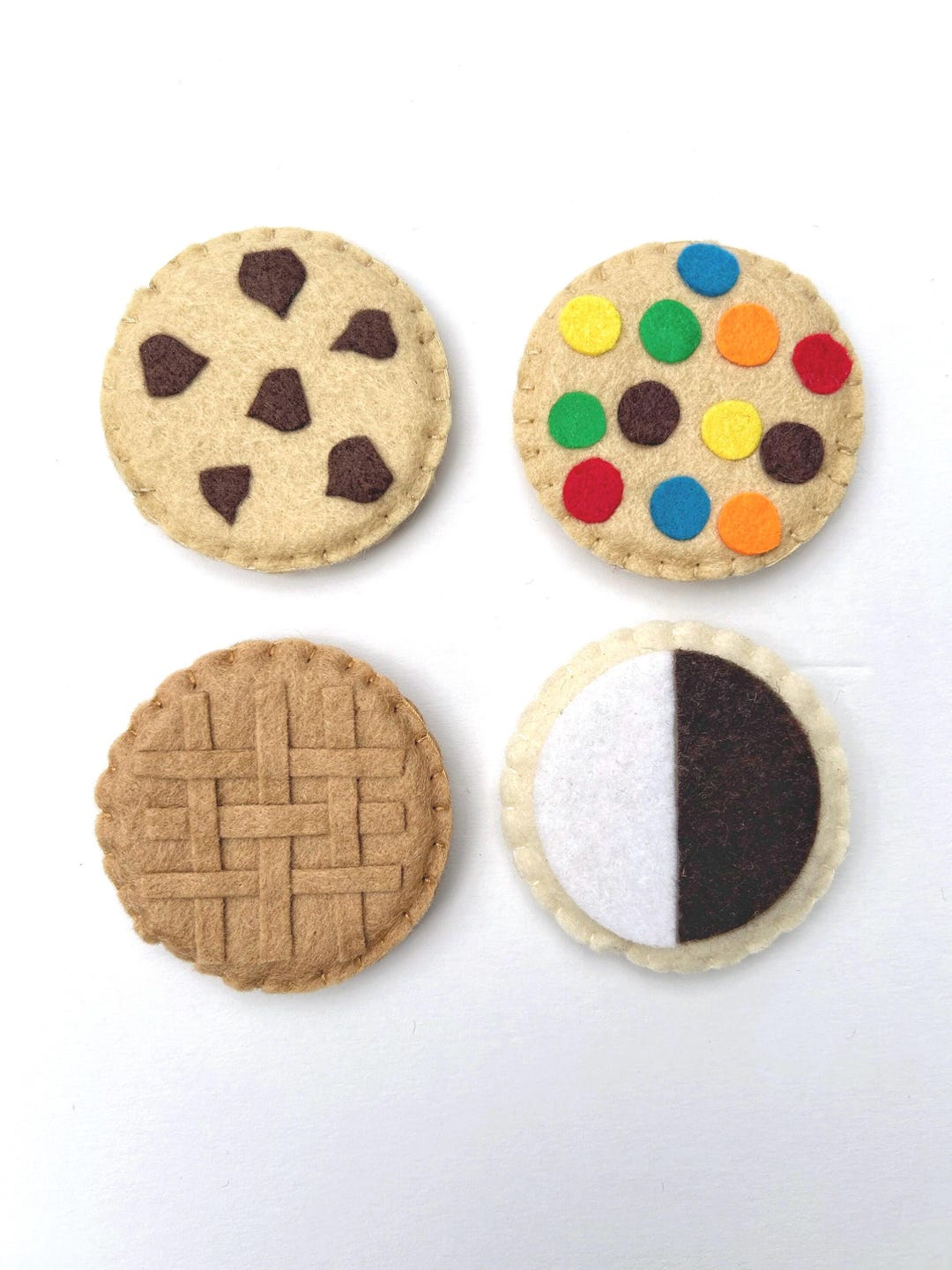 Felt Cookie Set, 4 Different Cookies, Felt Play Food, Play Food Set ...