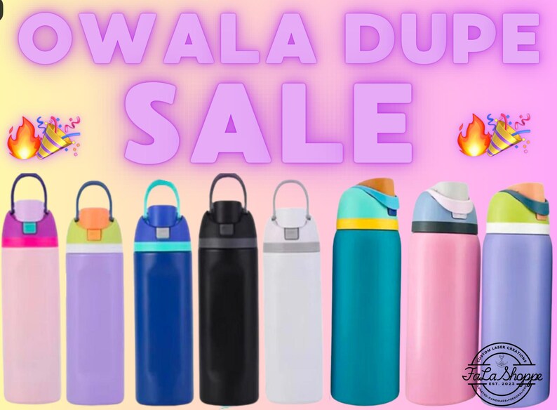 32oz **DUPE** Owala Style Engraved Water Bottle | Dupetumbler | Custom ...