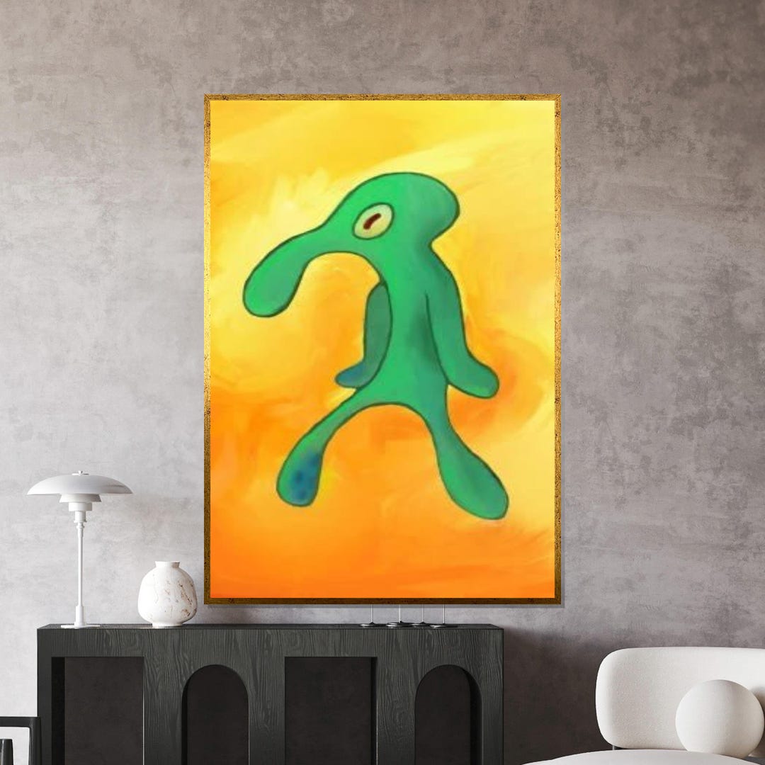 Squidward Painting Print, Wall Art Decor, Squidward Canvas Poster ...