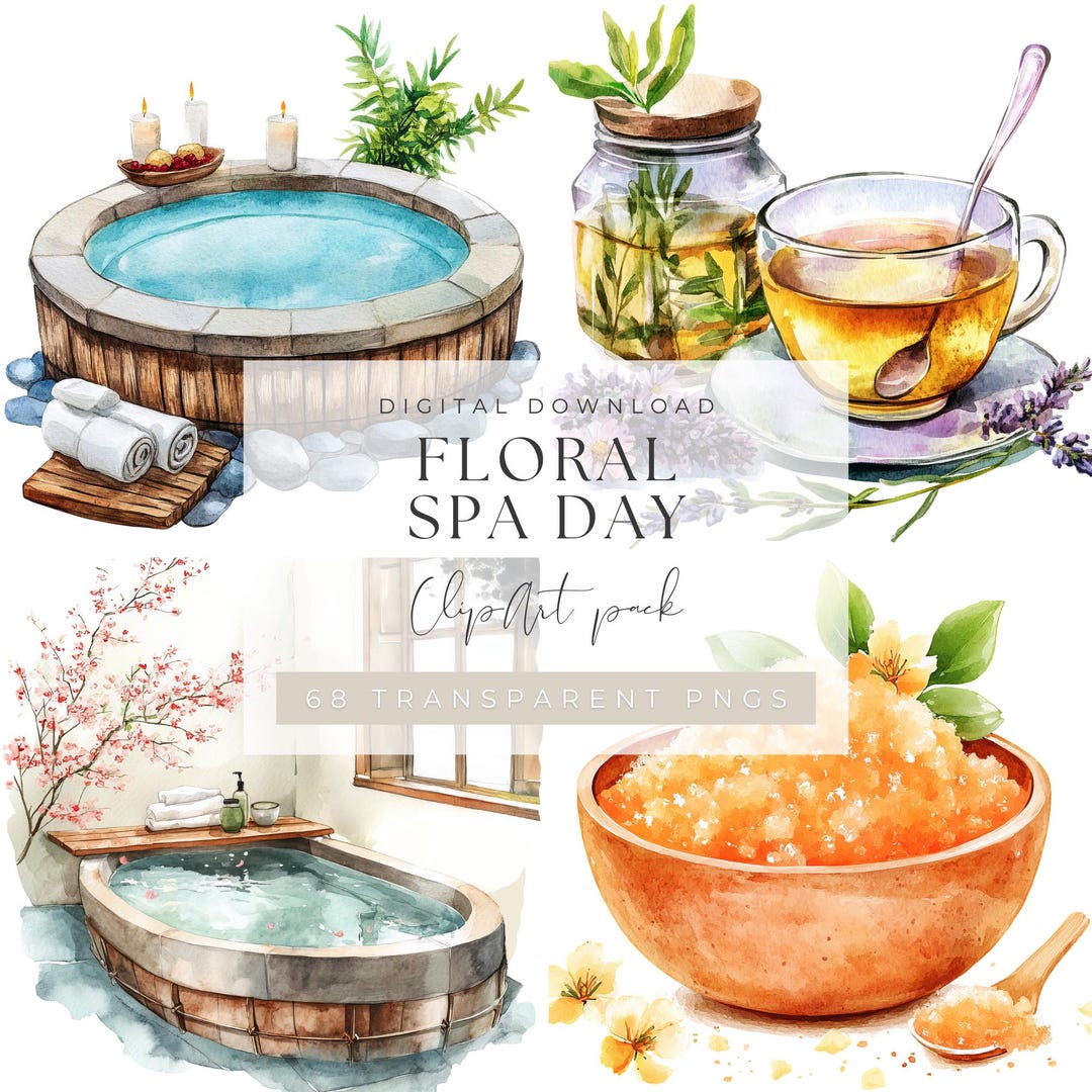 68 Floral Spa Day Clipart: Self Care Botanical Illustrations (digital ...