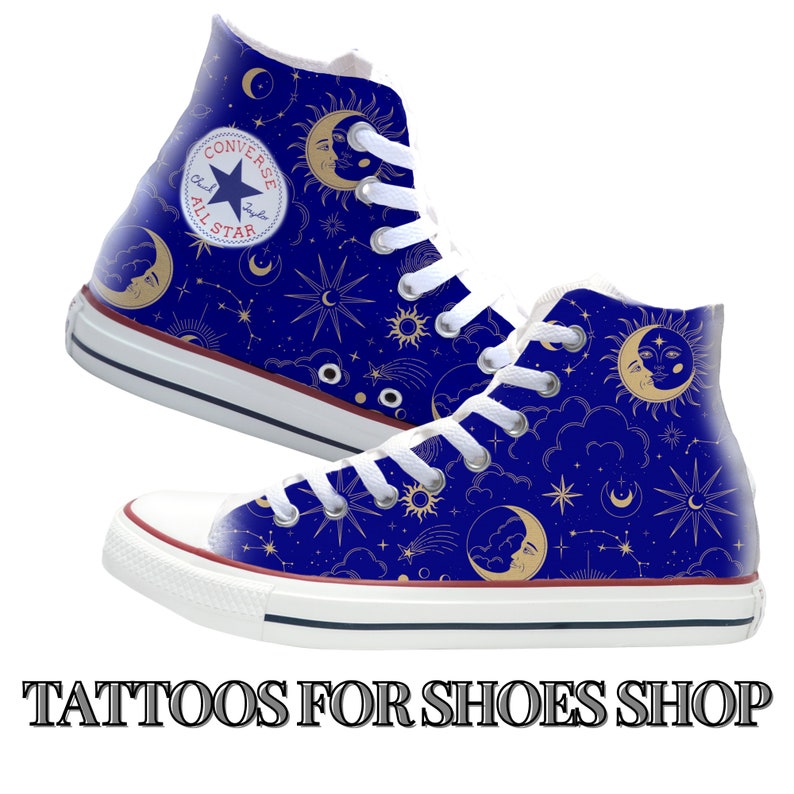 Sun Moon and Stars Custom Converse High Top Shoes - Etsy
