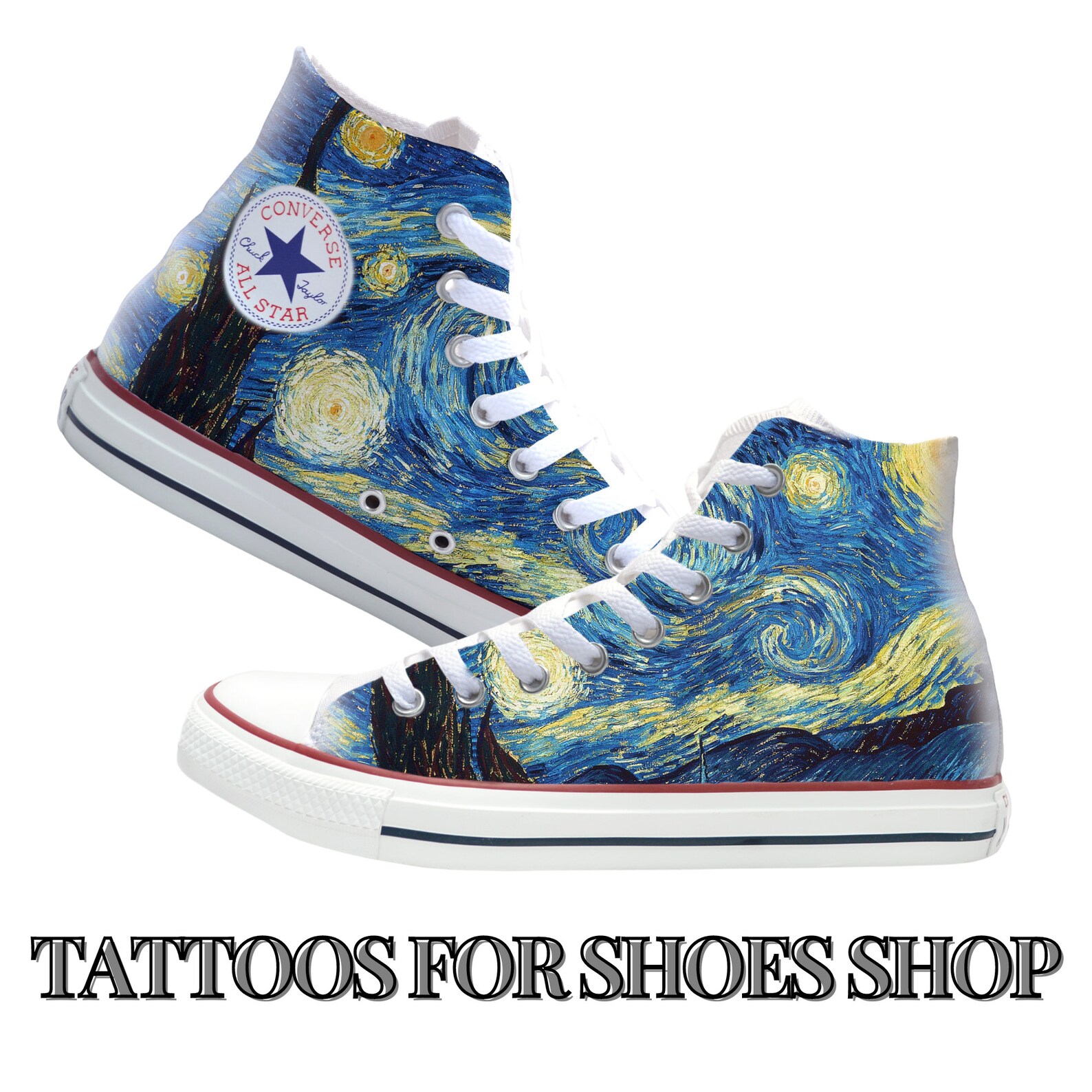 Van Gogh Starry Night Custom Converse High Top Shoes - Etsy