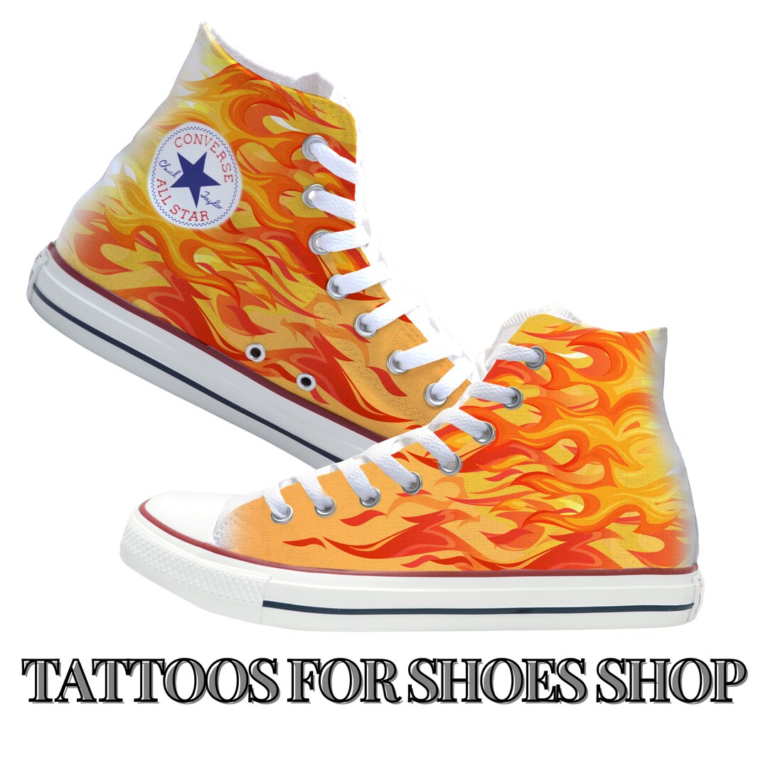 Flames Custom Converse High Top Shoes - Etsy