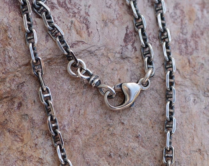 Hand Finished Mariners Chain in Sterling Silver, Oxidized Patina, Catd ...