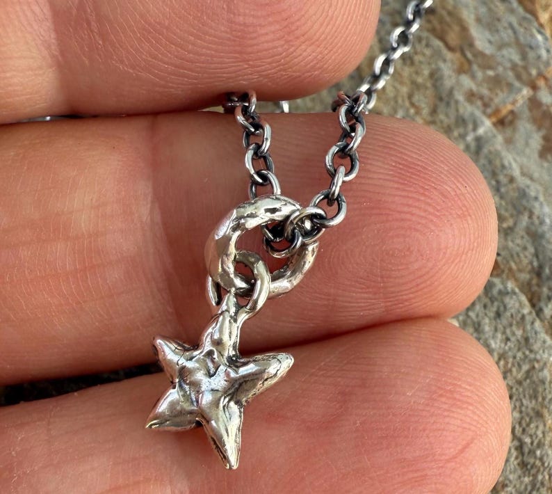 Silver Star Necklace, With Chain, All Sterling Silver, 1145-996 - Etsy