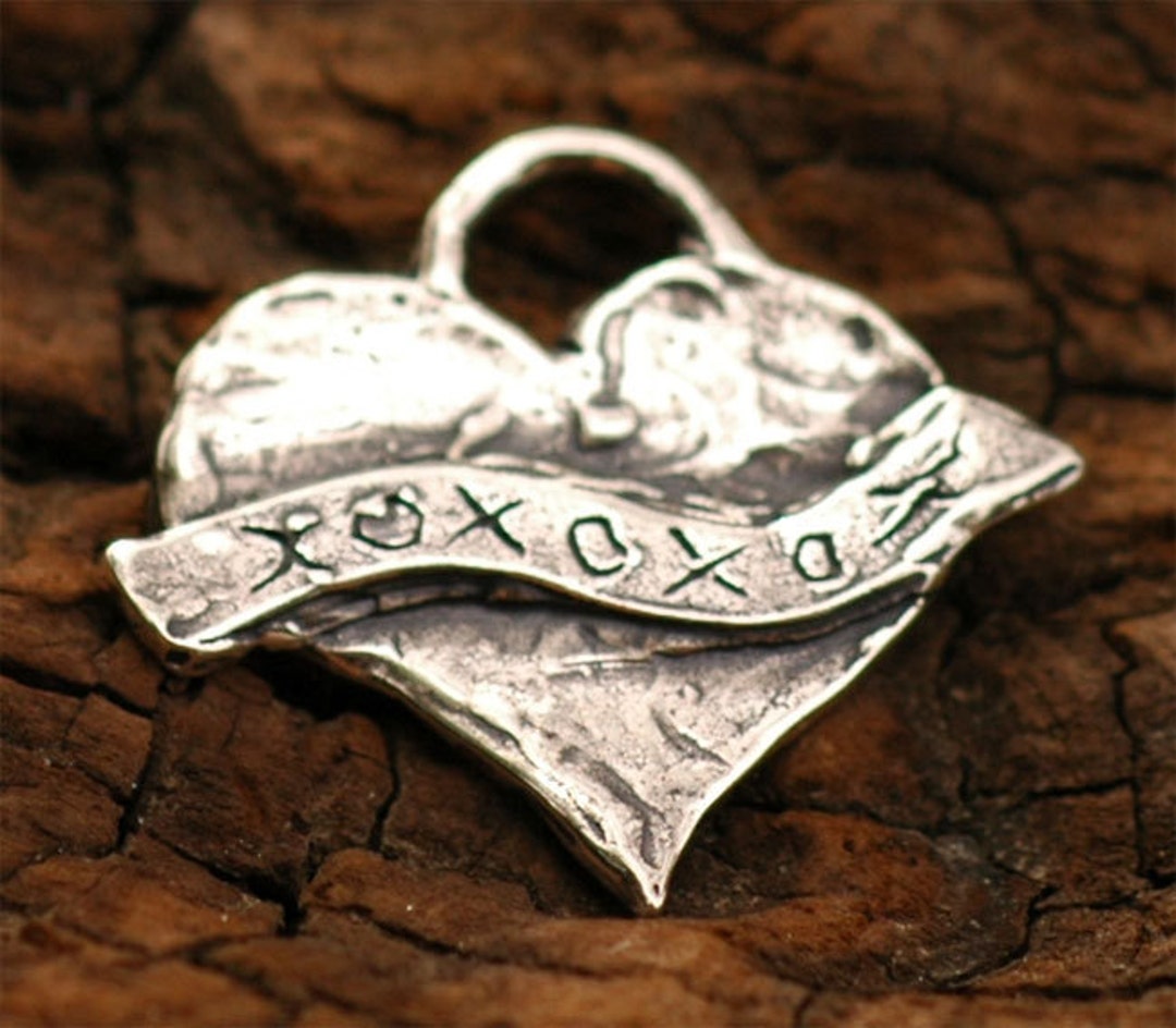 Heart Adorned XO XO Charm in Sterling Silver H-46 - Etsy