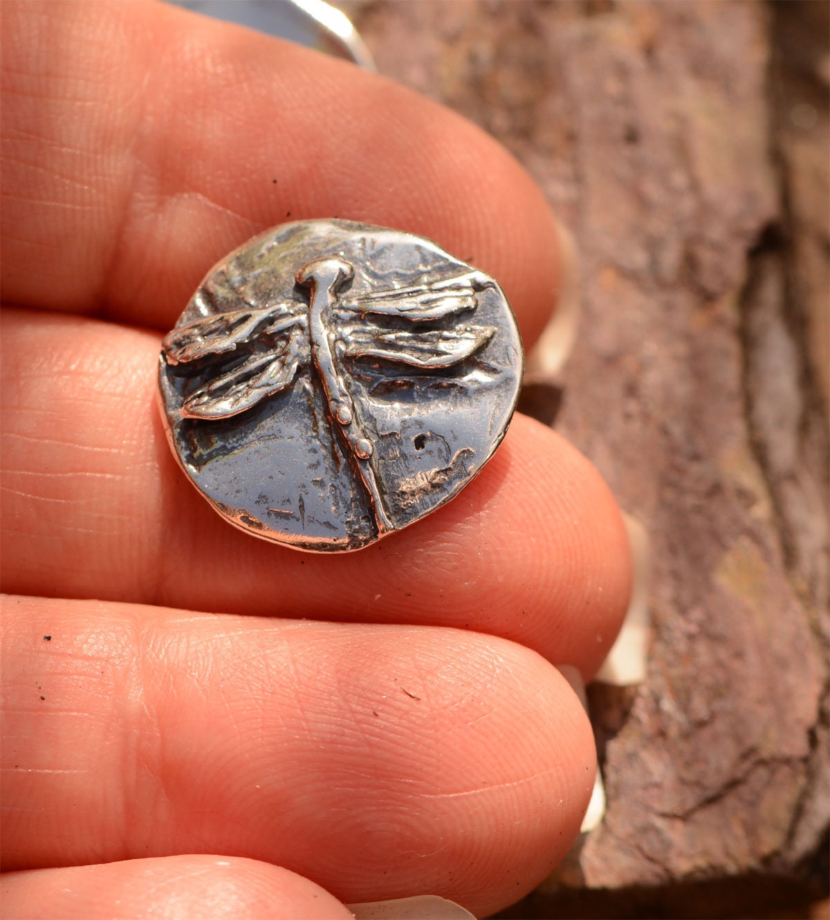 Dragonfly Button Artisan Sterling Silver Dragonfly Button | Etsy