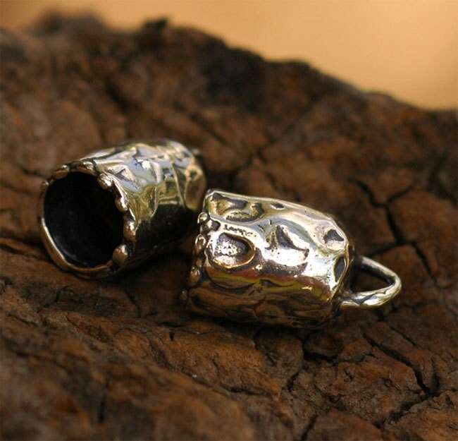 6mm Rustic End Caps in Sterling Silver, (PAIR) SS-302 - Etsy