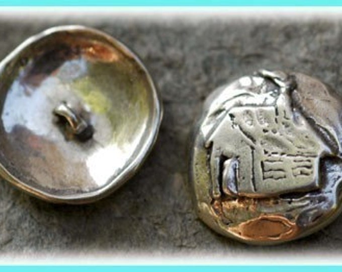 Rustic Artisan Sterling Silver Cabin Button Clasp - Etsy