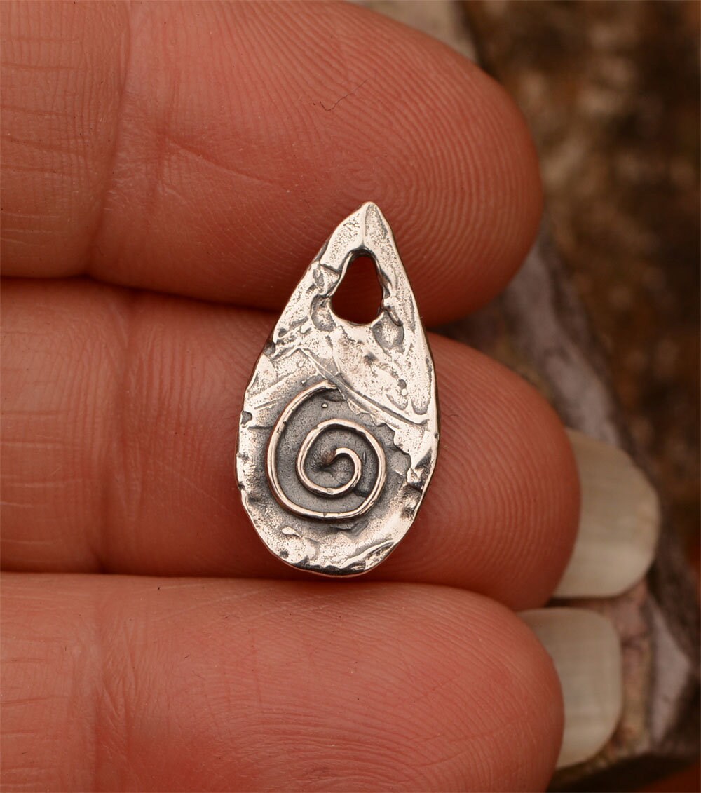 Artisan Teardrop Charm // Sterling Silver Rain Drop With | Etsy