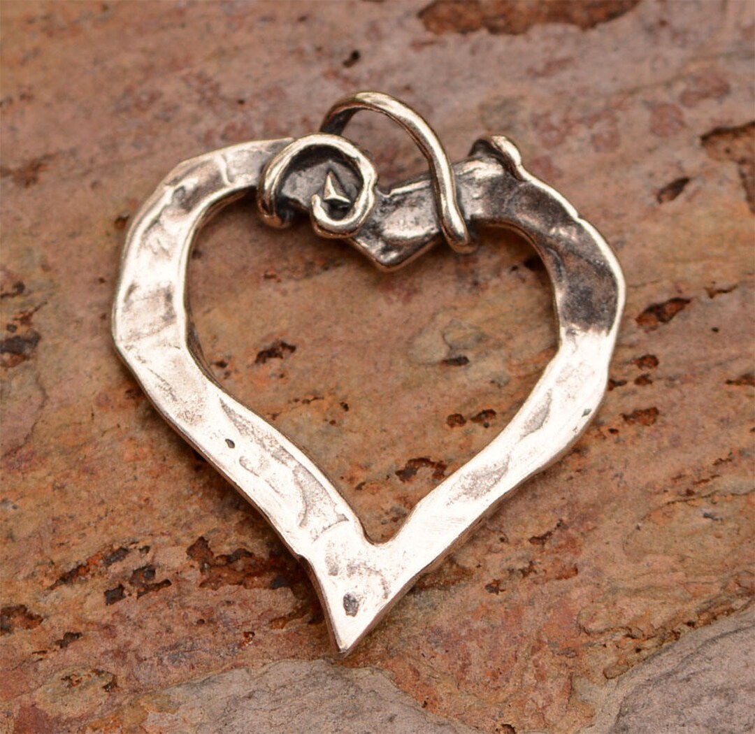 Sterling Silver Heart Pendant, Artisan Open Heart, PX-244 - Etsy