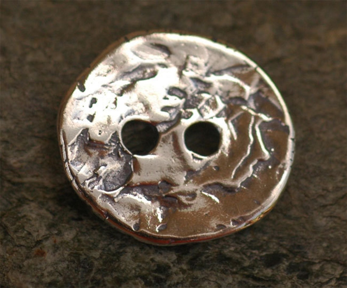 Artisan Two-hole Button in Sterling Silver B-153 ONE | Etsy