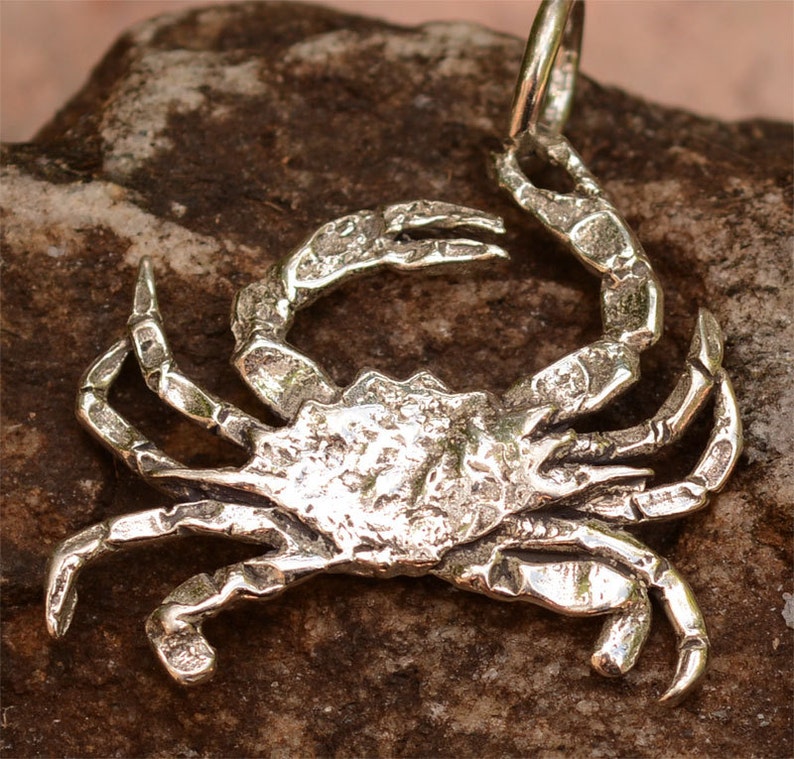 Artisan Blue Crab in Sterling Silver Pendant - Etsy