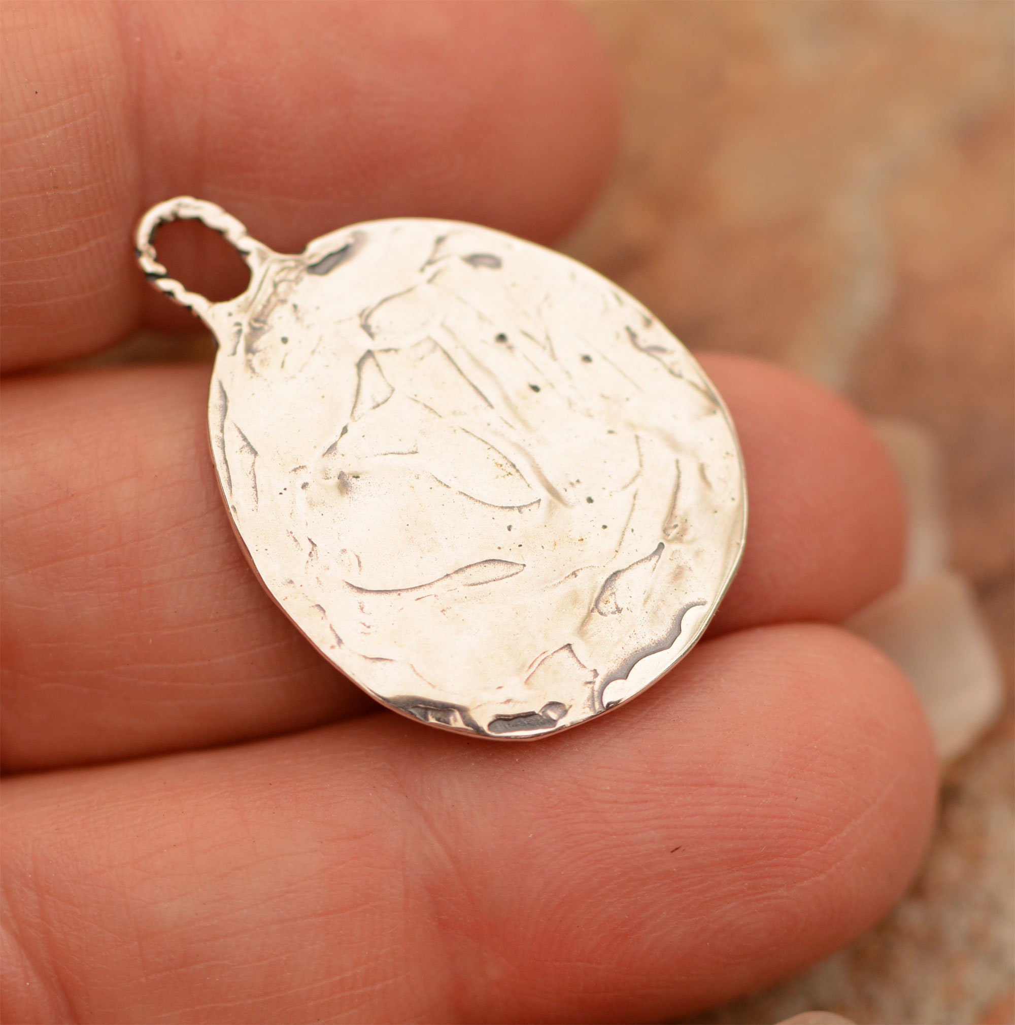 Silver Cross Pendant, Artisan Dotted Cross Medallion, R-791 - Etsy