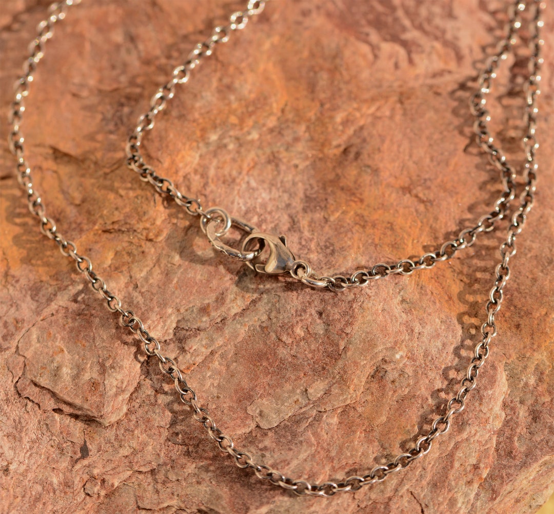 Hand Finished Chain in Sterling Silver, Light Weight Oxidized Chain ...