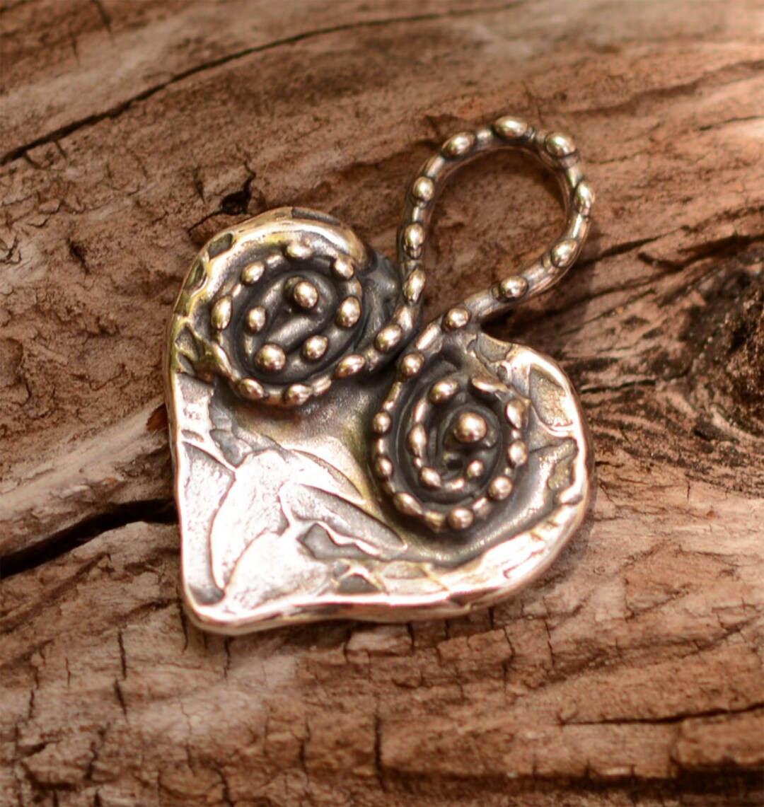 Double Spiral Dotted Loop Heart Charm in Sterling Silver, H-144 - Etsy