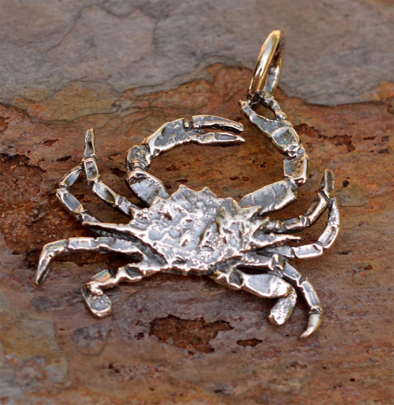 Artisan Blue Crab in Sterling Silver Pendant | Etsy