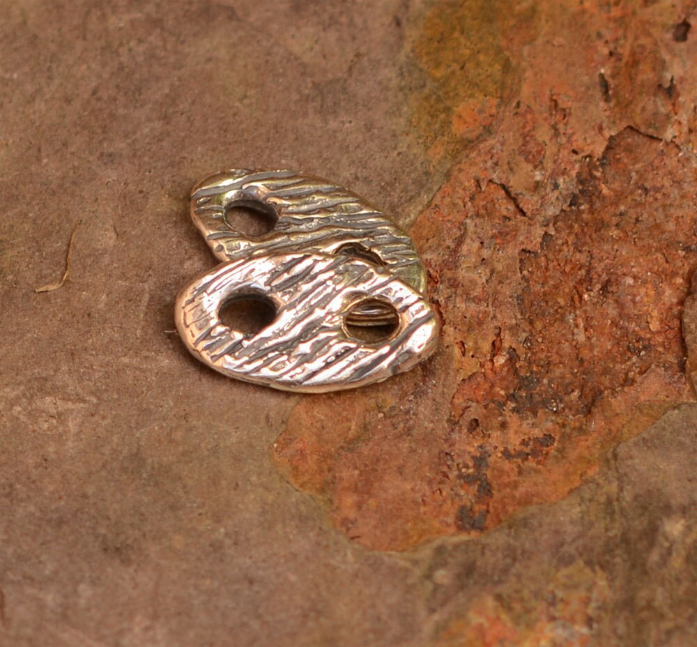 Artisan Oval Connector Links Sterling Silver Lined Link - Etsy