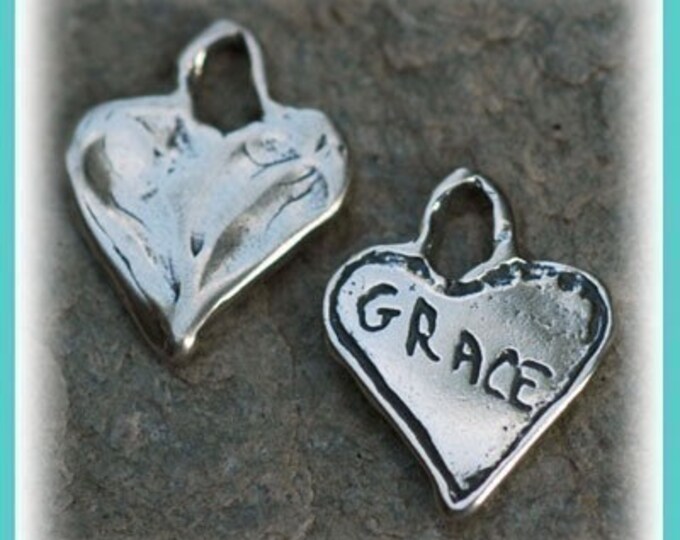 Artisan Sterling Silver Grace Heart Charm - Etsy