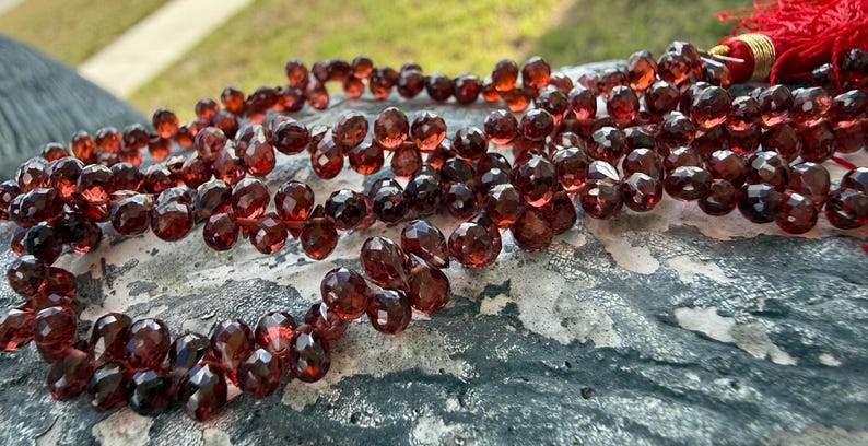 Gorgeous Garnet Gemstone Faceted Briolettes, 3x5mm, Sale! 8” Strand - Etsy