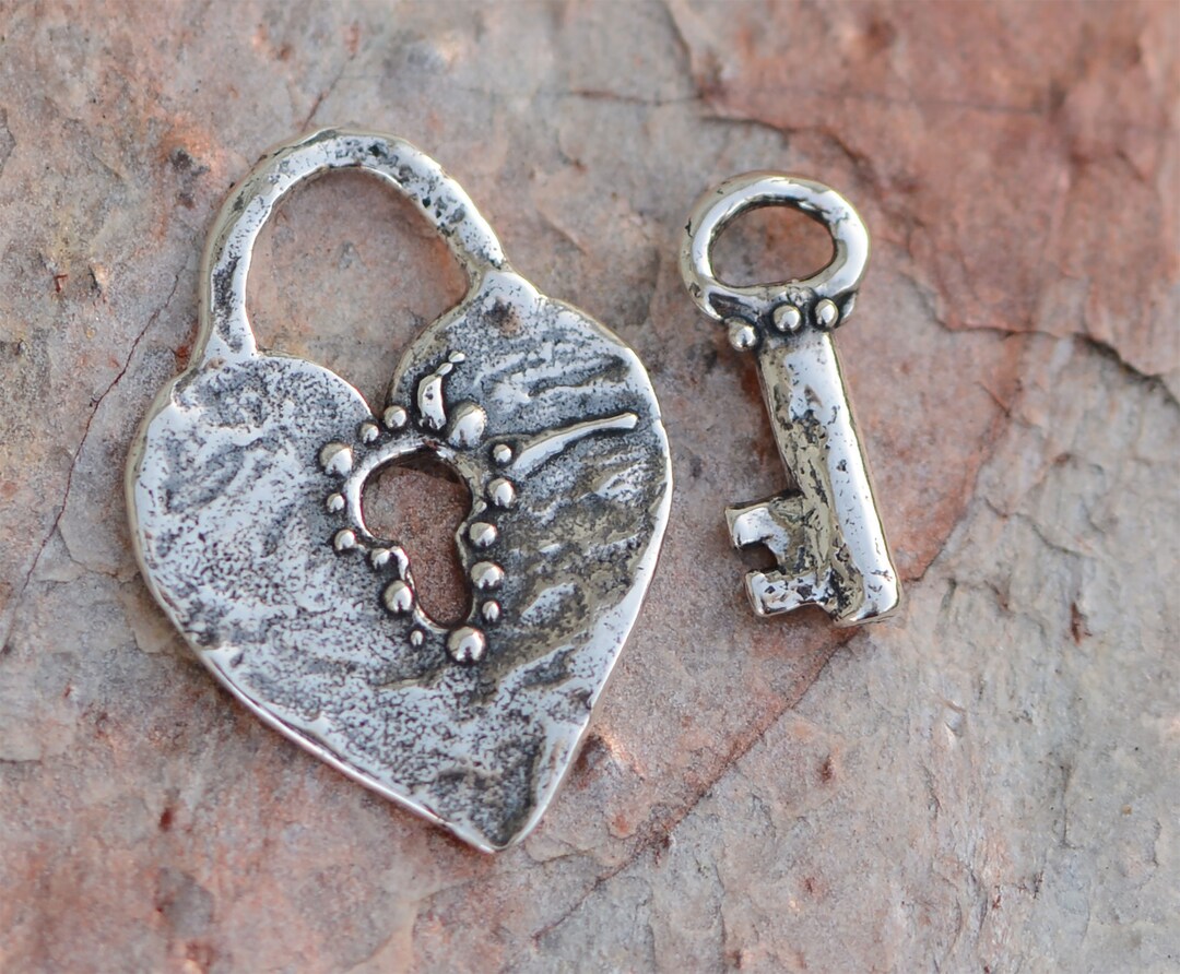 Heart Lock With Key in Sterling Silver, SS-878 - Etsy