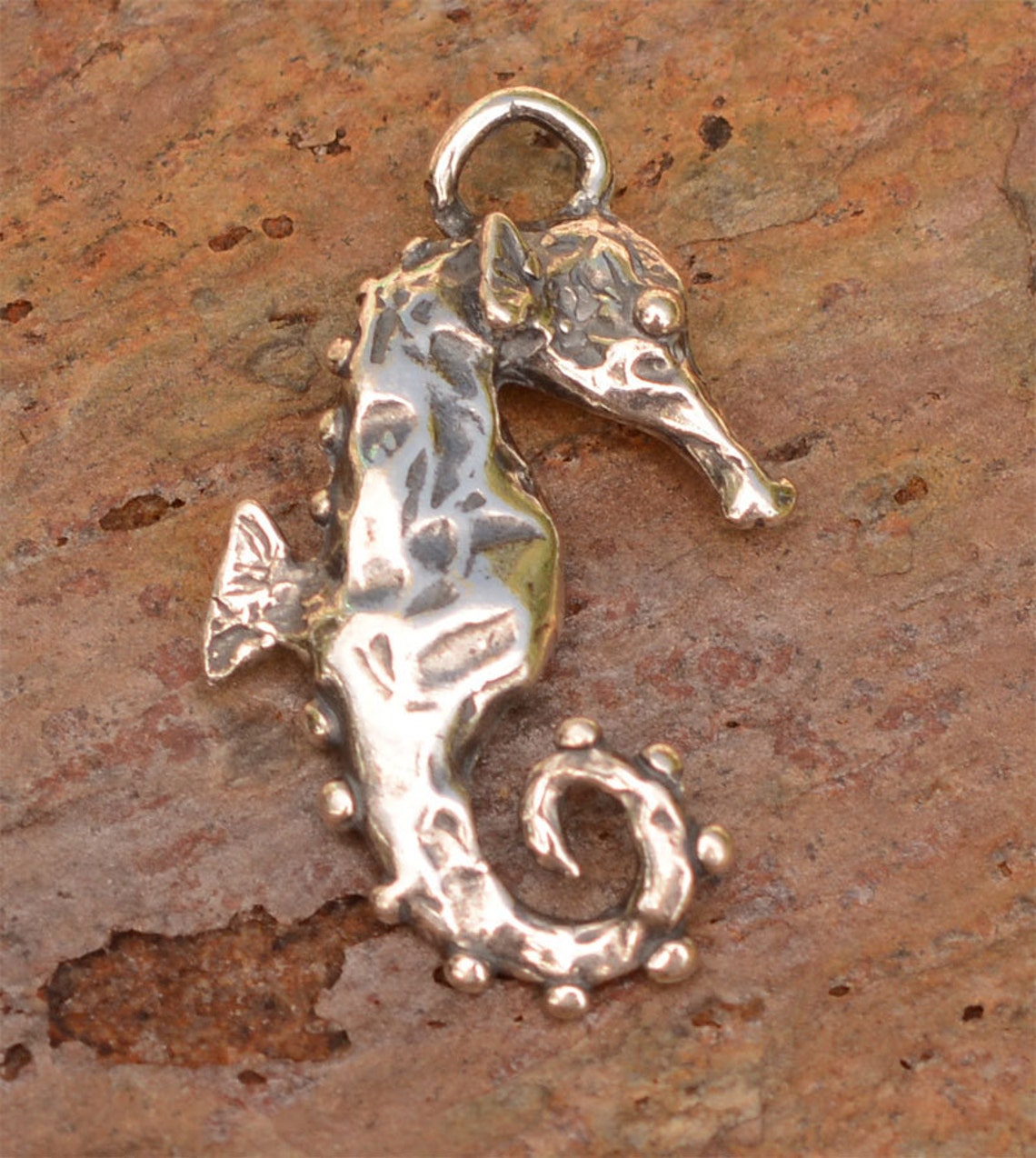 Rustic Seahorse Charm in Sterling Silver - Etsy